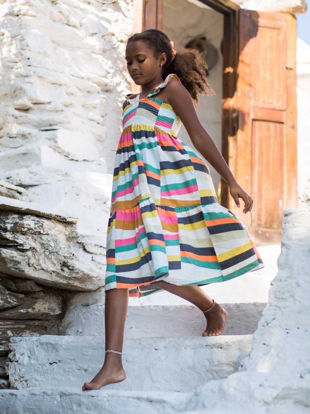 Ruffle Strap Midi Dress Tea Collection