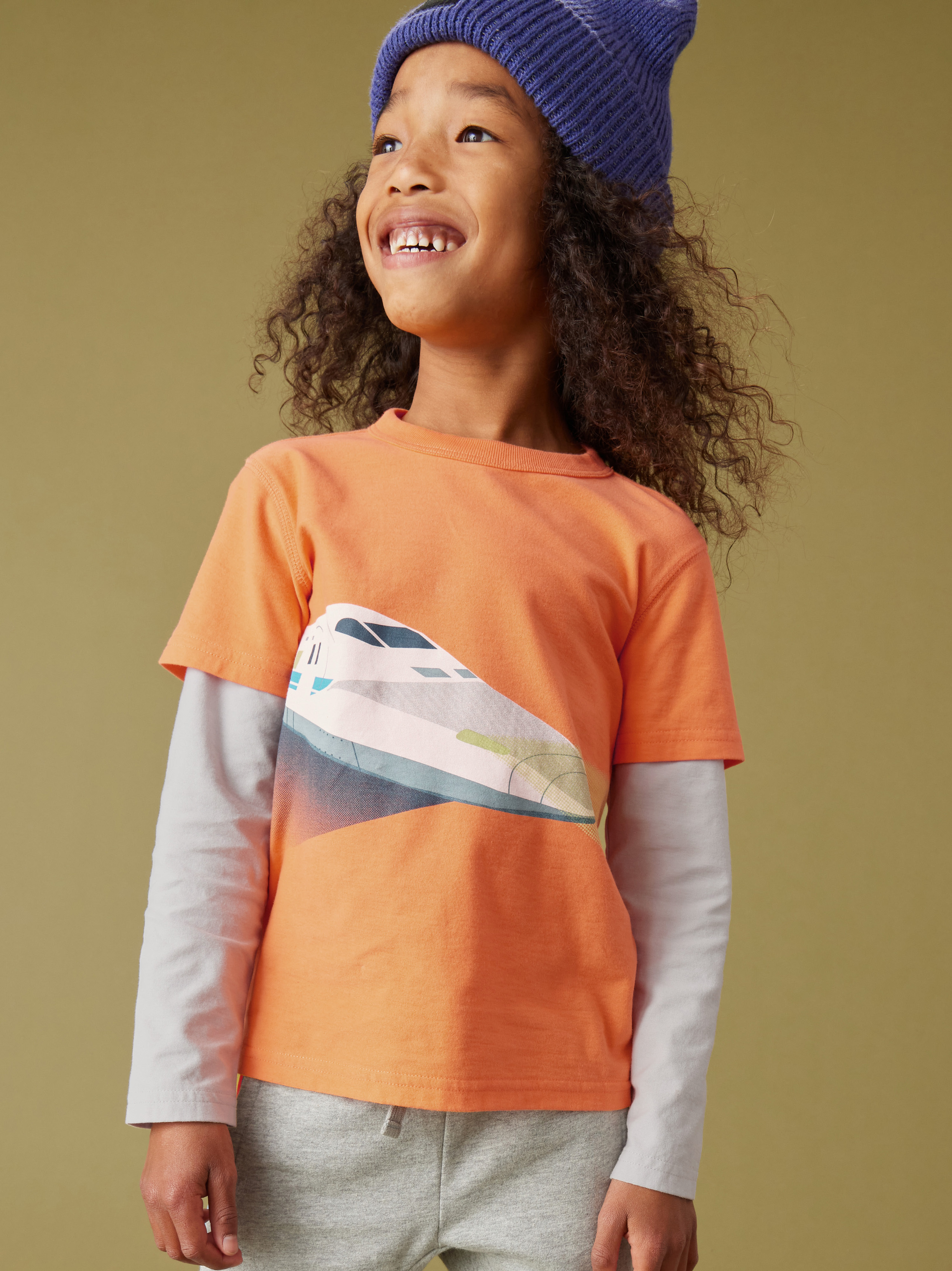 Fast Train Layerd Graphic Tee | Tea Collection