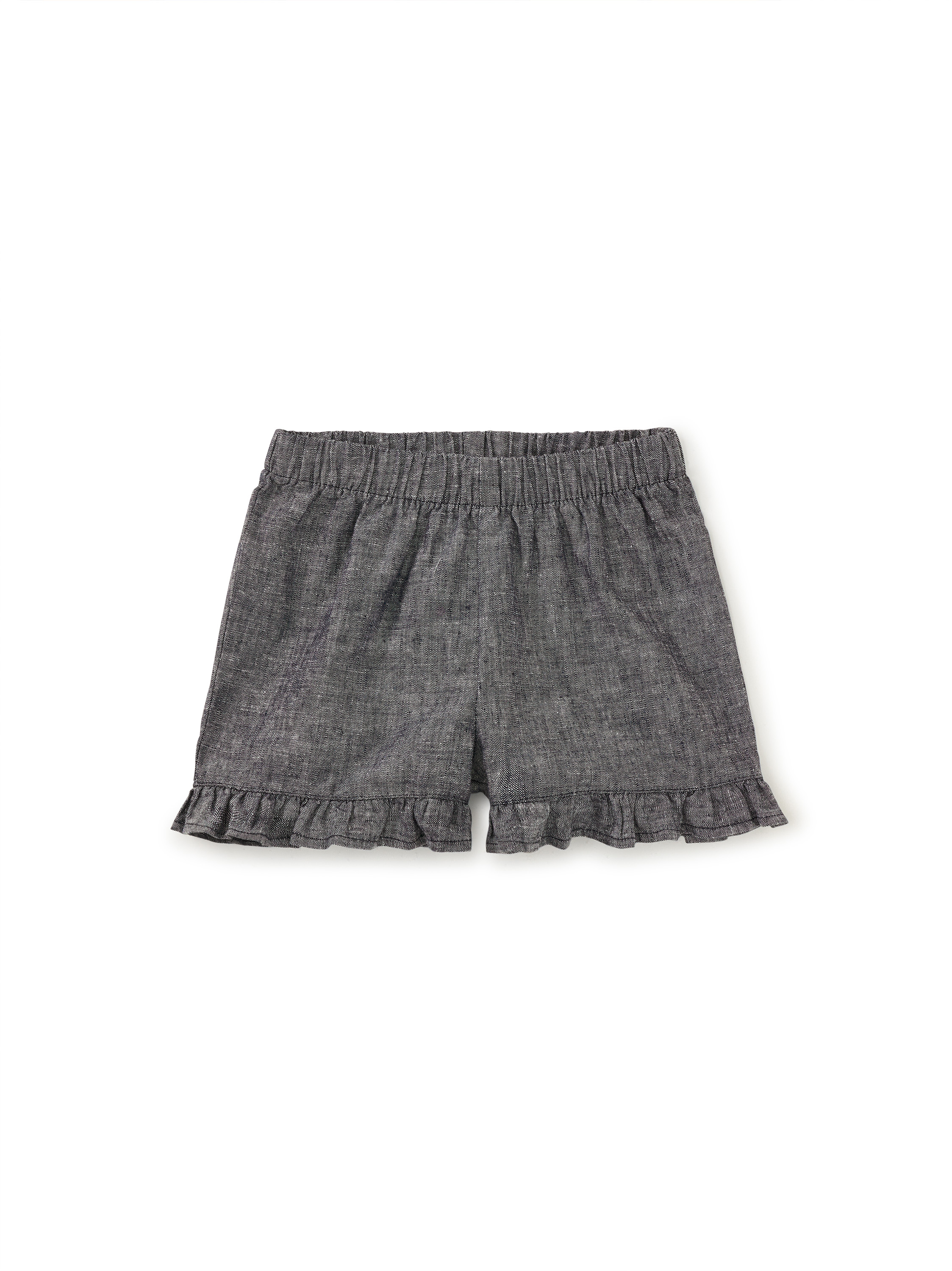 Chambray Ruffle Hem Baby Shorts | Tea Collection